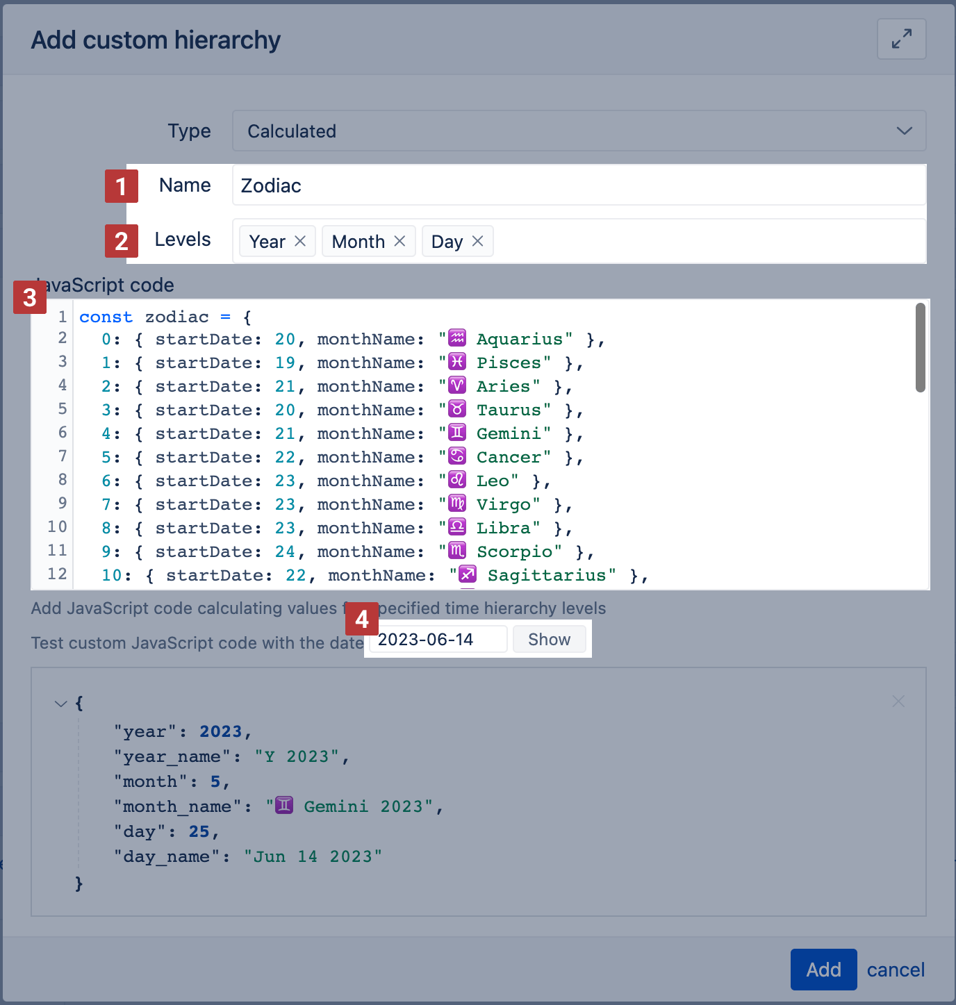 Custom time hierarchies