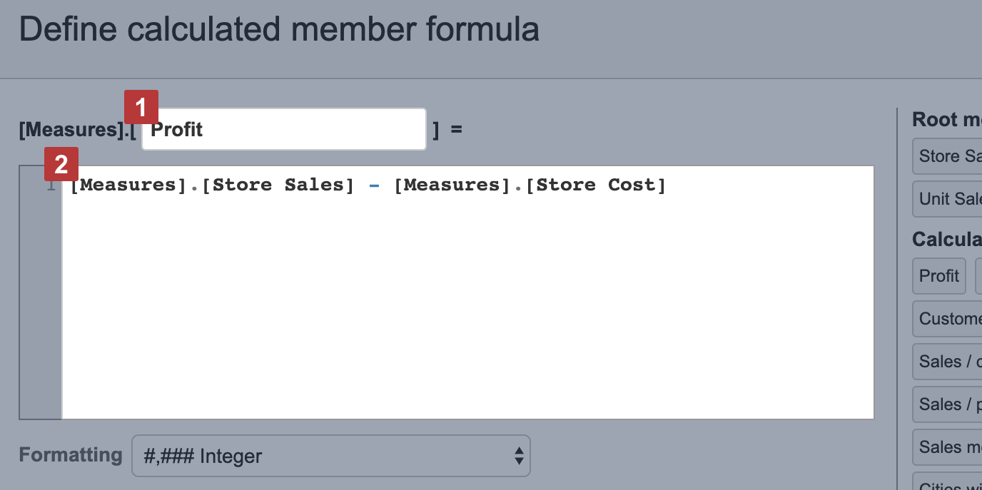 Calculated measures and members