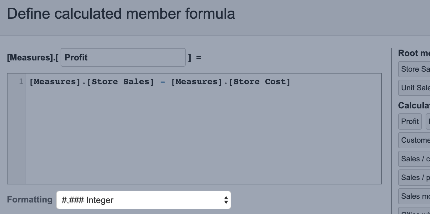Calculated measures and members